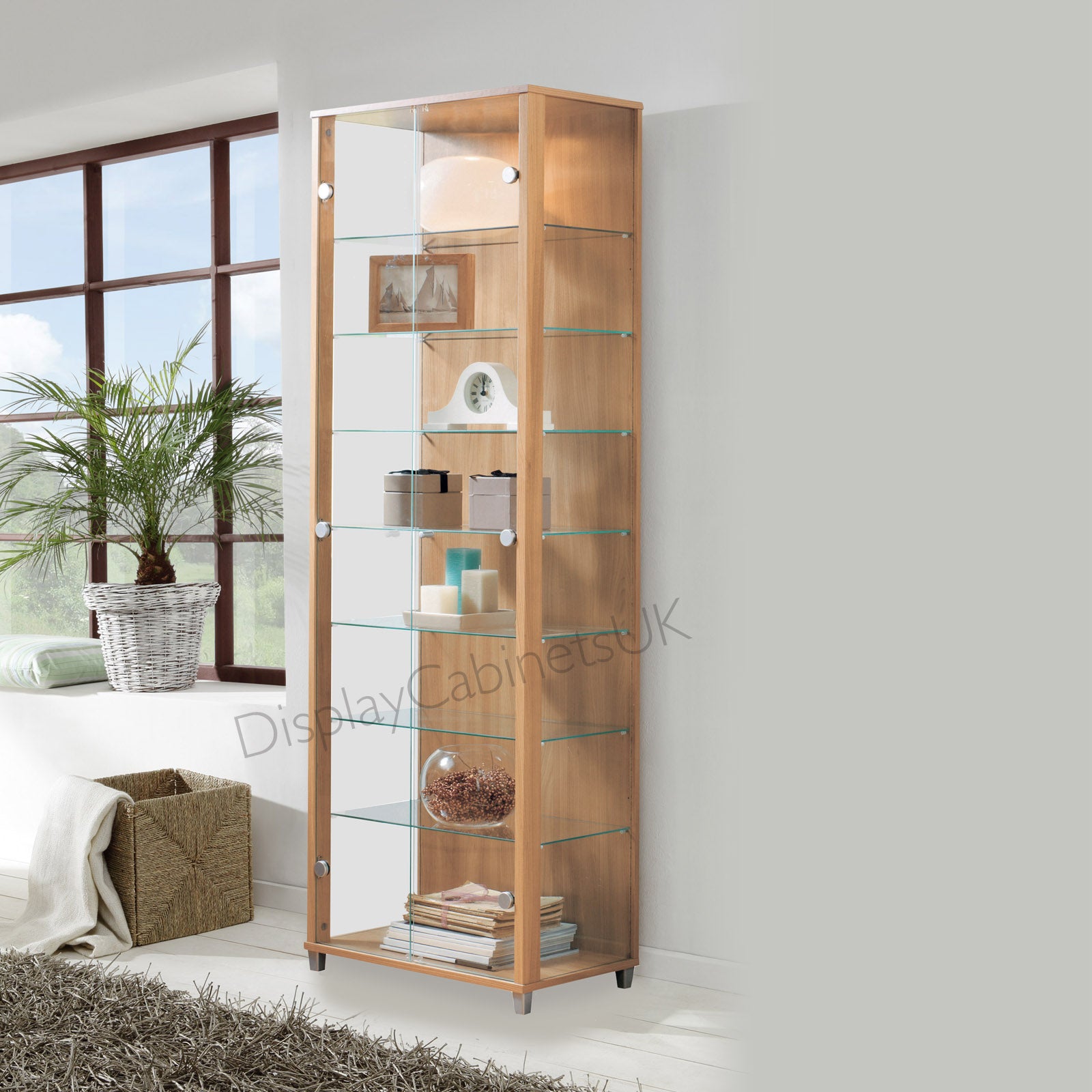 Home Oak Effect Glass Display Cabinets: Double or Corner – Display ...